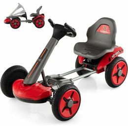 Goplus - 12V Elektrisches Kinderfahrzeug, Gokart mit verstellbarem Lenkrad und Sitz, LED-Lichter, Klappbares Design, Tretauto zum Reiten für Jungen