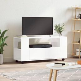 MAISONCHIC - TV-Schrank, TV-Lowboard, tv Möbel, Fernsehschrank Moderner Stil Hochglanz-Weiß 102x34,5x43 cm Holzwerkstoff NMKS48586