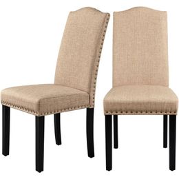 Yaheetech - Esszimmerstühle 2er Set Küchenstuhl mit Hoher Rückenlehne Moderne Stühle für Küche und Esszimmer, Beine aus Massivholz, gepolsterte