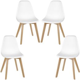 WYCTIN 4er Set Design Esszimmerstuhl weiß Polstersessel Loungesessel Stuhl Skandinavischer Stil