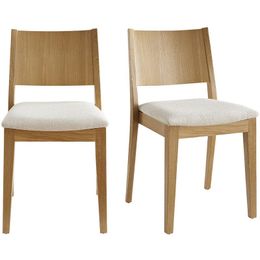 Miliboo Skandinavische Stühle mit Bouclé-Stoff in Ecru und heller Eiche (2er-Set) MELVIL - Beige
