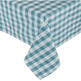 Homescapes - Blau karierte Tischdecke aus 100% Baumwolle, 138 x 138 cm - Blau-Weiß