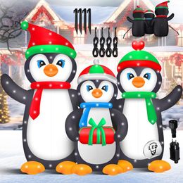 Kesser Aufblasbare Weihnachtsdeko Premium LED-Beleuchtung beleuchtete Weihnachtsfigur IP44 wasserabweisend für Innen- & Außenbereiche Pinguin-Familie