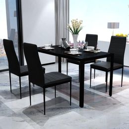WYCTIN - 4x Esszimmerstühle, Kunstleder - Küchenstuhl, Freischwinger, Armlehnstuhl - schwarz