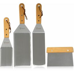 BBQ-Toro - 4-teiliges Edelstahl Pfannenwender Set mit Winkelpaletten Grillspachtel