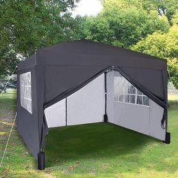 3x3 Meter Faltpavillon in Grau mit 4 abnehmbaren Seiten