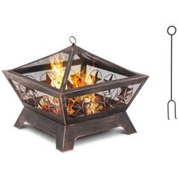Hillvert Feuerschale Feuerkorb Garten-Feuerkorb Garten-Feuerschale Feuerstelle Bronzebeschichtung