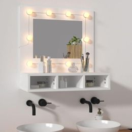 MAISONCHIC - Spiegelschrank mit LED,Bad Hängeschrank,Wandschrank Weiß 60x31,5x62 cm CCA313446