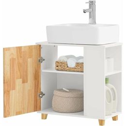 BZR75-W Waschbeckenunterschrank Waschtisch Badschrank Unterschrank Badmöbel Weiß-Natur bht ca: 60x60x29cm - sobuy