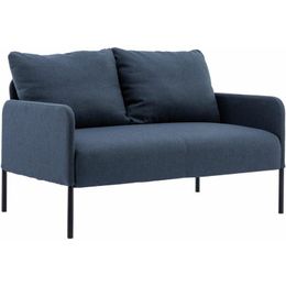 Sofa 2 Sitzer Couch mit Lehne Sessel Loungesofa Metallrahmen Doppelsofa für Wohnzimmer Empfang Café, Blau