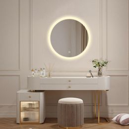 Badspiegel rund LED mit Beleuchtung Badezimmerspiegel Modern Wandspiegel, Dimmbar,ф60cm, Runder Spiegel mit Touch