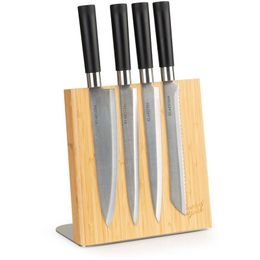 Klarstein bambuswald© nachhaltiger Messerblock aus Bambus mit Magnetfunktion - unbestückt ohne Messer - Küchenblock für 6 Messer z.B. Küchenmesser,