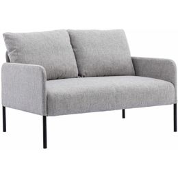 Sofa 2 Sitzer Couch mit Lehne Sessel Loungesofa Metallrahmen Doppelsofa für Wohnzimmer Empfang Café, Grau