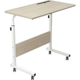 Verstellbarer mobiler Tisch mit Tablet-Steckplatz 31,4 Zoll tragbarer Laptop-Computer-Ständer Schreibtischwagen-Tablett, weißer Ahorn 05-3-80MP-DE