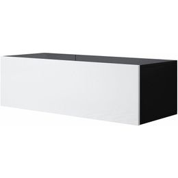 Lowboard Hängend TV-Schrank Fernsehtisch tv Möbel TV-Ständer 1 Falltür 100x30x40cm Modell Luke H1 Schwarz und Weiss Glanz