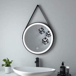 Badspiegel mit Beleuchtung Rund led Wandspiegel Touch Kühles Weißes Licht Badezimmerspiegel 50cm - Heilmetz