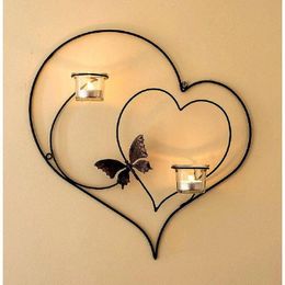 DanDiBo Wandteelichthalter Herz 39 cm Teelichthalter Metall Wandleuchter Kerzenhalter