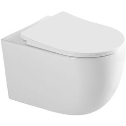 Hänge wc Spülrandlos wc Set aus Keramik-Hängetoilette mit Softclose WC-Sitz-Wand wc mit Lotus Effekt Nano Beschichtung--Kloschüssel für Bäder - Weiß