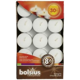 bolsius - Teelichte weiß, Höhe 2,4 cm, ø 3,8 cm, 30 Stück Kerze Teelicht