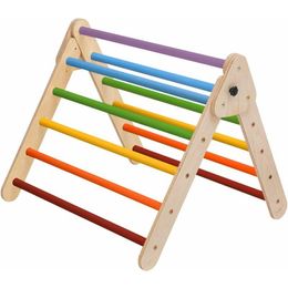 Kletterdreieck aus Holz Regenbogenfarben Indoor Klettergerüst für Kinder Montessori Spielzeug - Braun - Katehaa