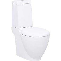 MAISONCHIC Stand-WC,WC-Toilette Keramik-Toilette Badezimmer Rund Senkrechter Abgang Weiß FSW63830