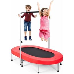 Goplus - Trampolin für 2 Kinder, 5 stufiger Verstellbarer Handlauf, Klappbares Kindertrampolin für Indoor/Outdoor, Fitness-Trampolin für