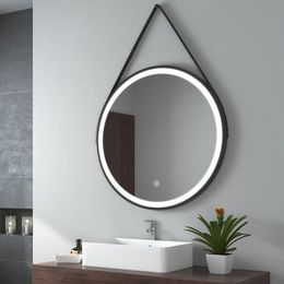 EMKE Badspiegel mit Beleuchtung Badezimmerspiegel Wandspiegel, Stil 4, ф80cm, Runder Spiegel mit Touch