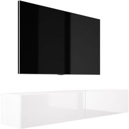 Hängendes TV-Schrank - Modernes Design mit Push-to-Open-Funktion. A: B: 170 cm, H: 34 cm, T: 32 cm. TV Lowboard, TV Board, TV Sideboard Hängend,