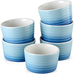6-teiliges Set, 10 x 10 x 6 cm, Porzellan, Muffins, Cupcake-Backformen, Mini-Soufflés, Muffinformen (blau) - Minkurow