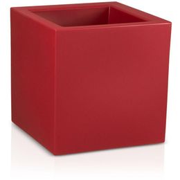Decoras - Pflanzkübel cubo 50 Kunststoff Blumenkübel, 50x50x50 cm (l/b/h), Farbe: rot matt - rot