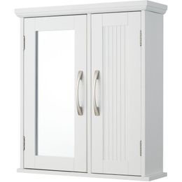 Holz Badezimmer Spiegelwand Medizinschrank Aufbewahrung mit Spiegel & verstellbaren Regalen Weiß EHF-F0008 - Weiß - Teamson Home
