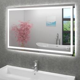 AcquaVapore Badspiegel, Badezimmer Spiegel, Badezimmerspiegel Leuchtspiegel 120x70cm LSP03 OHNE Spiegelheizung - Silber