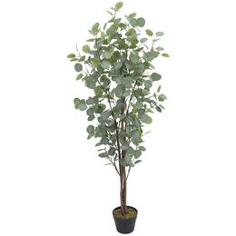 Decovego - Eukalyptusbaum Eukalyptus Kunstbaum Kunstpflanze Künstliche Pflanze 140 cm Innendekoration Kunst Pflanze wie echt im Topf