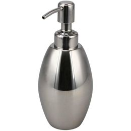 Seifenspender Edelstahl Silber 380ml Volumen rund, 17,9cm Höhe, ø 7,3cm