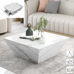 AUFUN Couchtisch aus Holz, Beistelltisch mit Schublade, Wohnzimmertisch Sofatisch, Satz Marmor Furnier Sofa Seite Nest von Tischen, Industrial