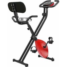 LIFERUN Klappbarer Heimtrainer für Zuhause, Fitnessbike 136 kg Belastbar, Faltbarer Fahrradtrainer mit Rückenlehne, Fitnessfahrrad mit 8