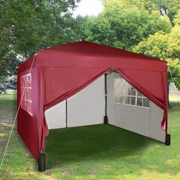 Mcc Direct - 3x3 Meter Faltpavillon in Rot mit 4 abnehmbaren Seiten