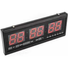 Led Wanduhr Digital Uhr Elektronik Uhr mit 24-Stunden-Anzeige Temperatur Haus Büro Deko