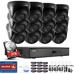 SANNCE 16CH 1080p Videoüberwachungskamera-System 5 in 1 DVR-Recorder Wasserdichte Kabel-Überwachungskameras für Heim-Outdoor-CCTV-Kits 12 Kameras - mit 2TB