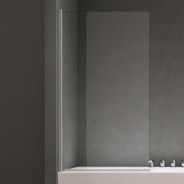 Badewannenaufsatz Design-Duschwand für Badewanne 80x140cm chrom Duschabtrennung ESG-Sicherheitsglas in Klarglas inkl. NANO-Beschichtung