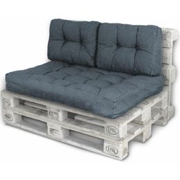 Palettenkissen Palettenauflagen Sitzkissen Rückenlehne Kissen Palette Polster Sofa Couch Set Dunkelgrau - Sitzfläche + 2x Seitenkissen