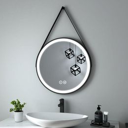 Heilmetz Badspiegel mit Beleuchtung Rund LED Wandspiegel Touch Dimmbar(3000k-6500k) Badezimmerspiegel 60cm