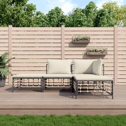 4-tlg. Garten-Lounge-Set, Gartenmöbel, Sitzgruppe Gartenset mit Kissen Anthrazit Poly Rattan LLOAQ570088 MAISONCHIC