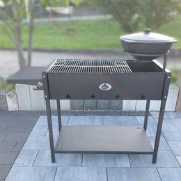 Grillpeter - Mangal Set Batyr 80 Schaschlikgrill 80cm mit Grillrost Kasan 10L - schwarz