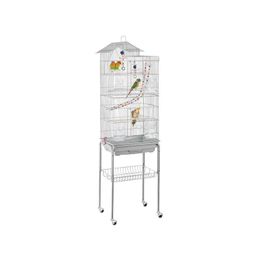 Yaheetech - Vogelkäfig Wellensittich Kanarien Käfig mit Vogelspielzeug mit Ständer 46 x 35,5 x 158,5 cm Hellgrau - Hellgrau