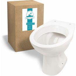 Calmwaters - Weißes Stand wc Universal als Tiefspüler, waagerechter Abgang, Toilette mit Spülrand, hygienische Sanitärkeramik, Standard-Form, wc