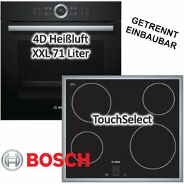 Herdset Bosch Einbaubackofen Serie 8 mit Glaskeramik-Kochfeld Edelstahlrahmen - autark, 60 cm