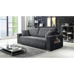 Sofa Couch Schlafsofa Wohnlandschaft Schlaffunktion 3-Sitzer Lincoln Cord Grau