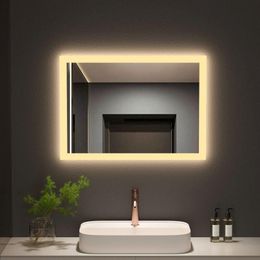 Badspiegel mit Beleuchtung 70x50 Badezimmerspiegel Warmweiß led Energie Wandspiegel - Meykoers
