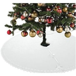 wometo XXL Weihnachtsbaumdecke OekoTex 120 cm Fleece mit Knöpfen und Satinbänder rund weiß creme Christbaum Christbaumdecke Tannenbaumdecke - weiß